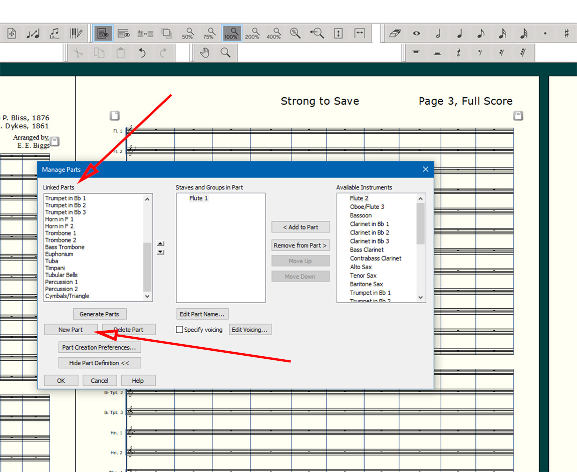 Linked parts not appearing in Score for Staves added later – Finale ...