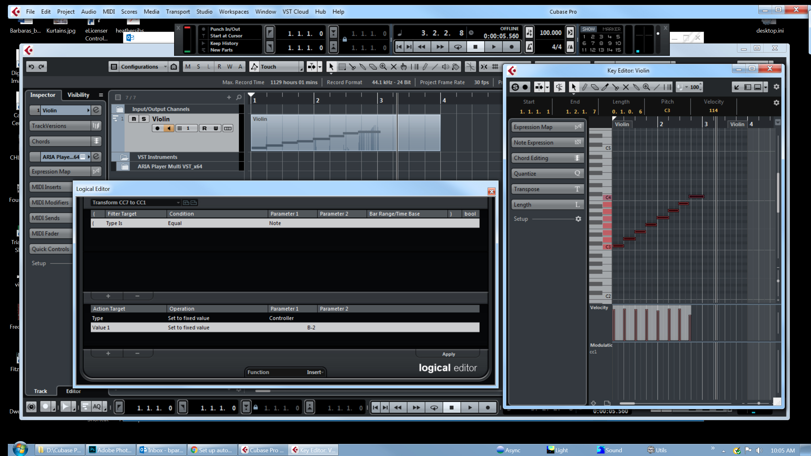 Set up automation lane in Cubase to receive CC1 from my MIDI controller ...